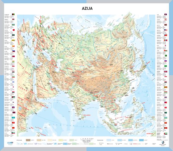 Šolska karta Azija - GeaGo Zemljevidi, Avtokarte in Mestne karte